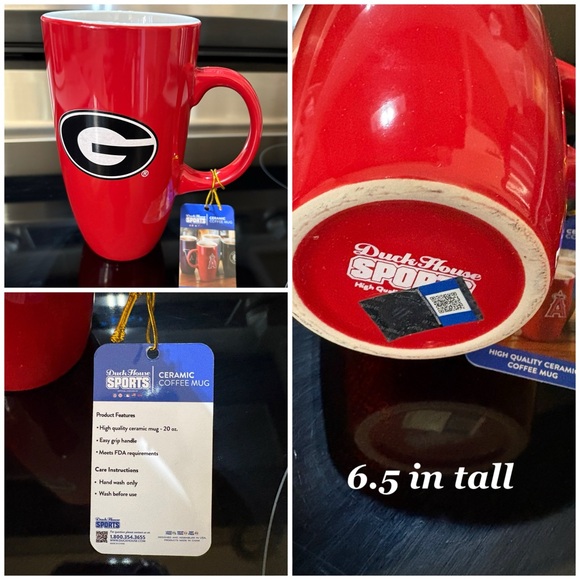 Kitchen | Uga Tall Ceramic Red Mug 2 Fl Oz New | Poshmark